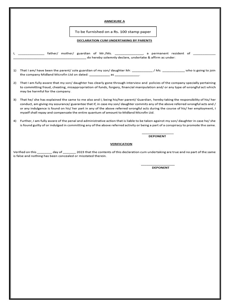 Declaration of Parents | PDF