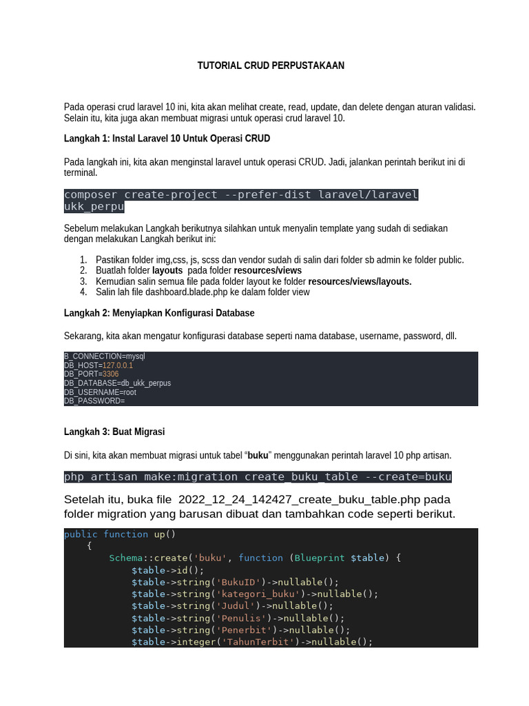 Tutorial Crud Perpustakaan | PDF