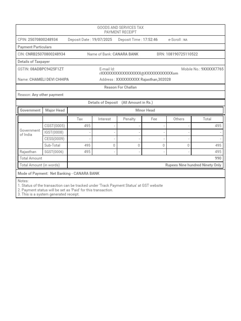 GST-Challan Receipt | PDF