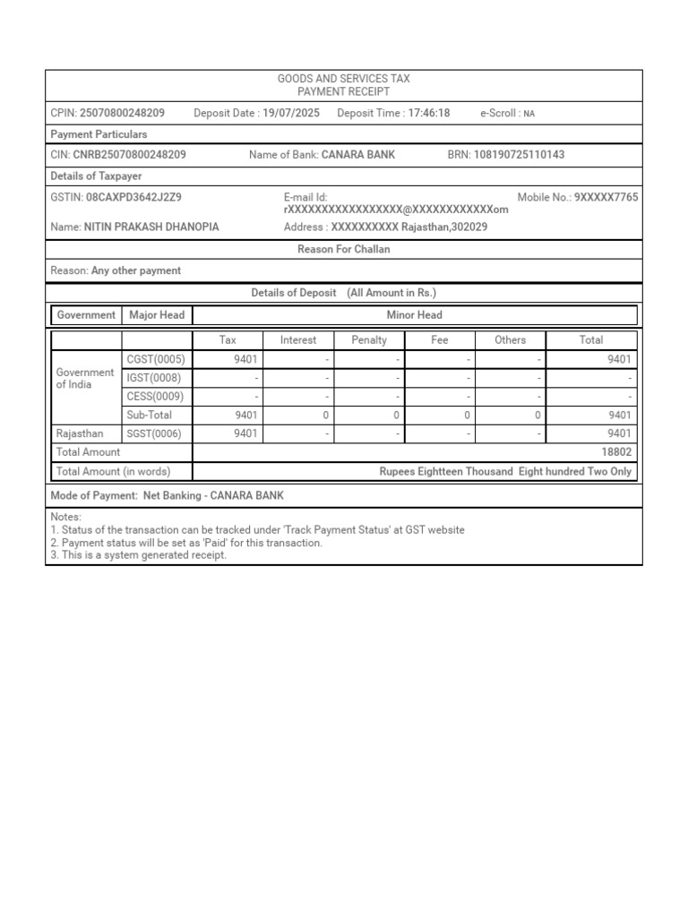 GST-Challan Receipt | PDF