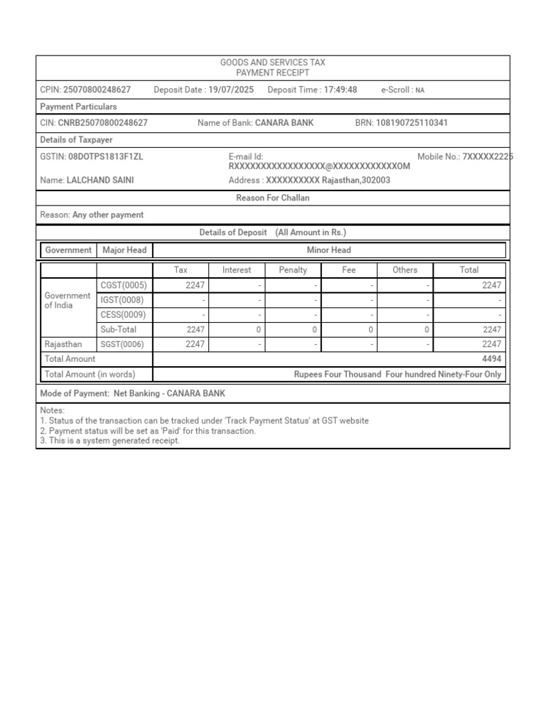 GST-Challan Receipt | PDF