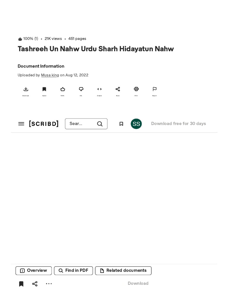 Tashreeh Un Nahw Urdu Sharh Hidayatun Nahw _ PDF | PDF | Scribd | Digital Technology