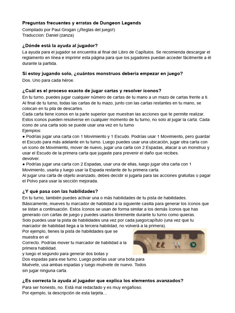 FAQ y Erratas de Dungeon Legends | PDF