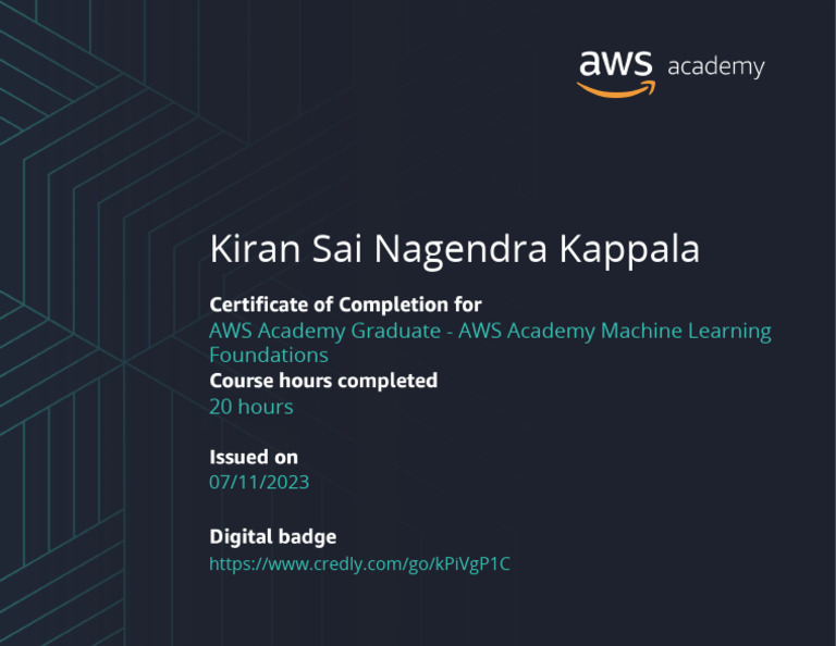 AWS Academy Graduate AWS Academy Machine Learning Foundations ...