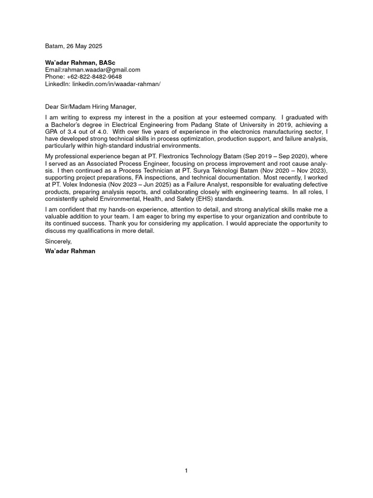 Cover Letter ATS | PDF