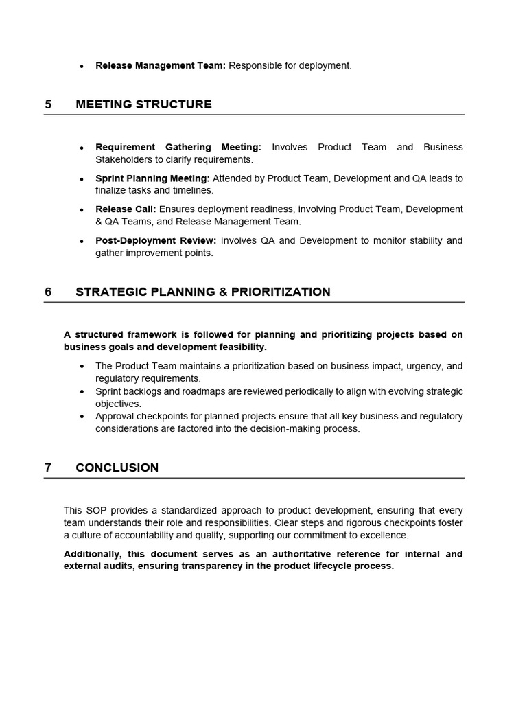 SOP for Product Development Process | PDF