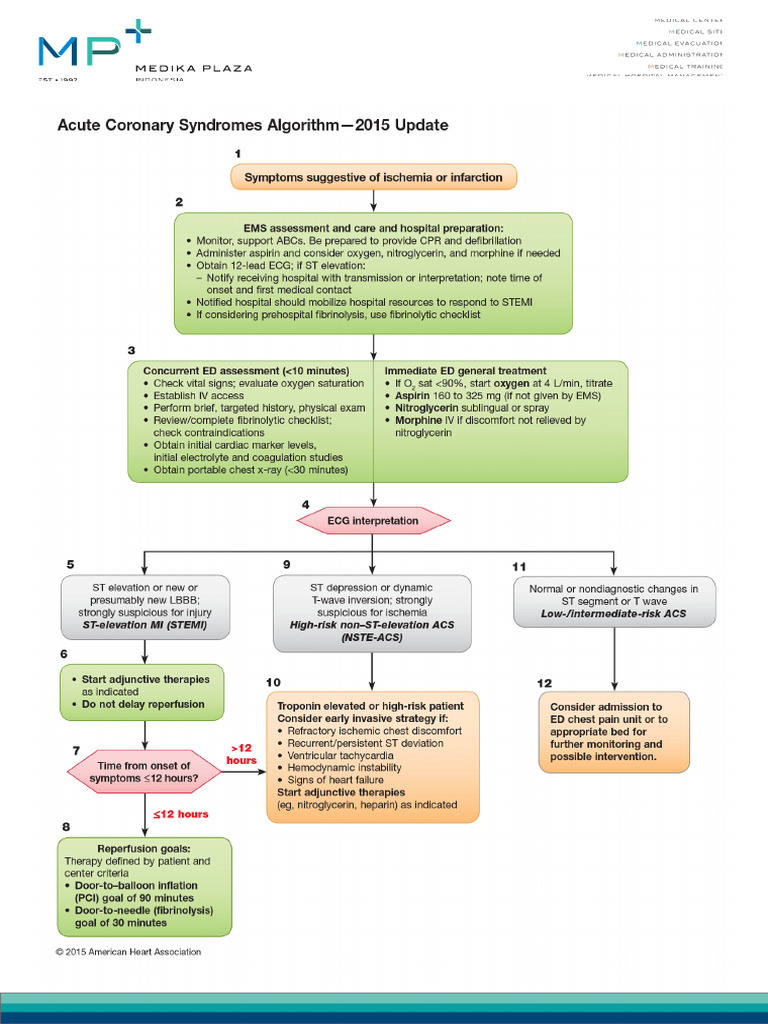 2015 Integrated - Updated Circulation ACLS Acute Coronary Syndromes Algorithm | PDF