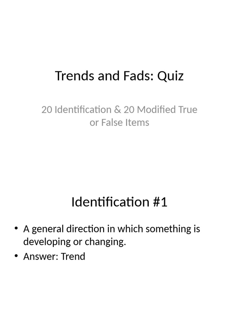 Understanding Trends vs. Fads Quiz | PDF