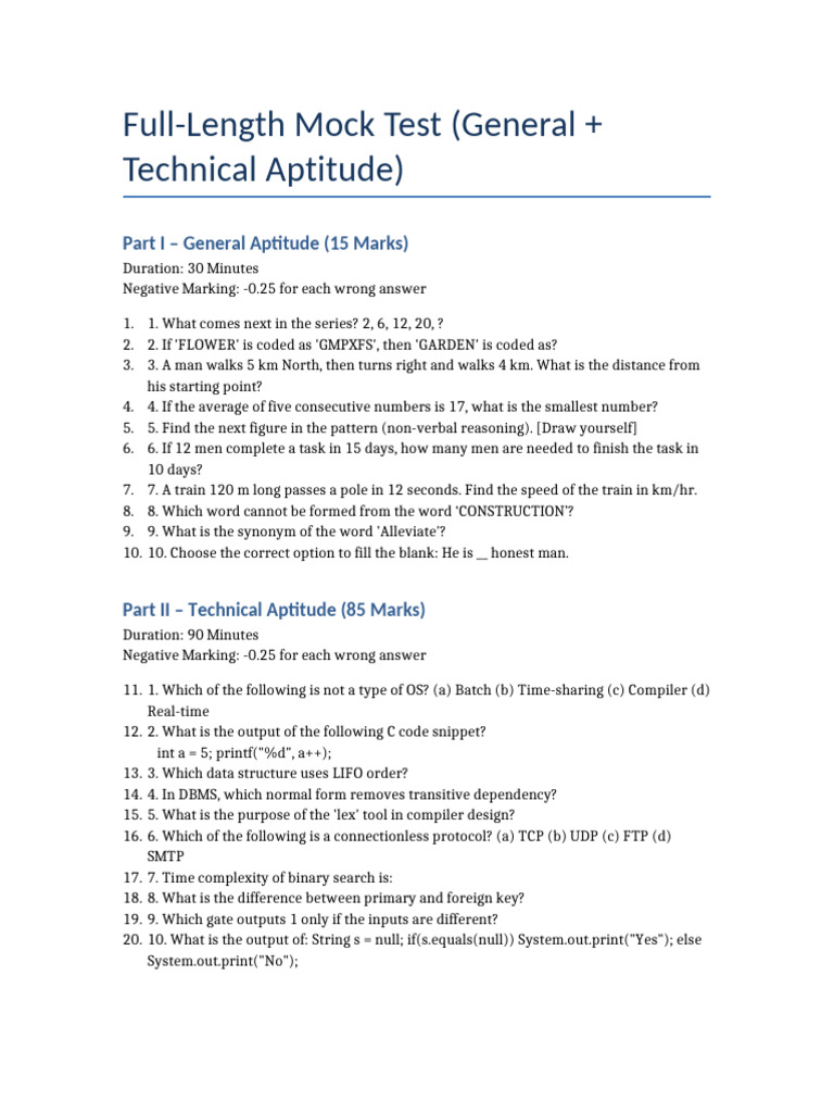 Mock Test Paper | PDF