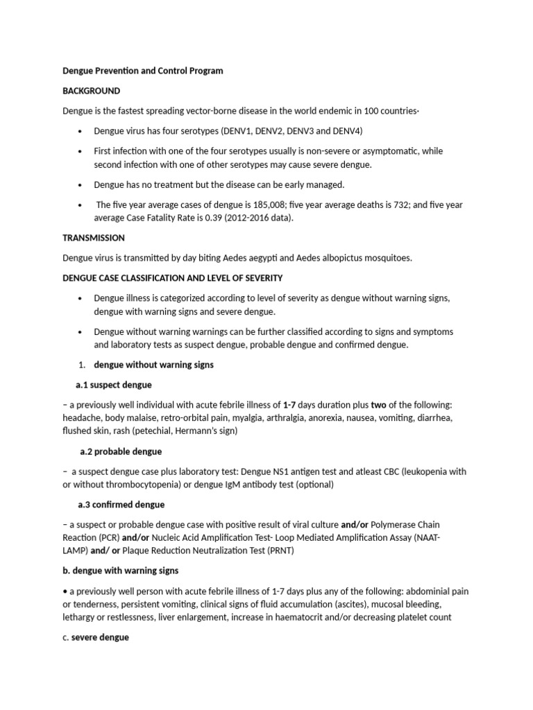 Dengue Prevention and Control Program | PDF | Medical Specialties ...