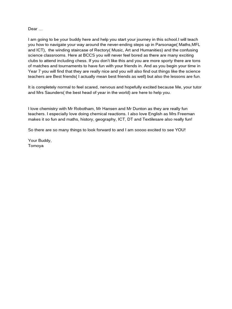 Buddy Letter - Tomoya | PDF