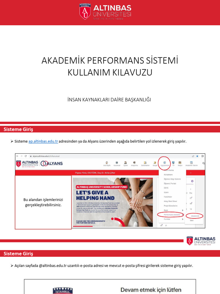 Akademik Performans Sistemi Kullanim Kilavuzu | PDF