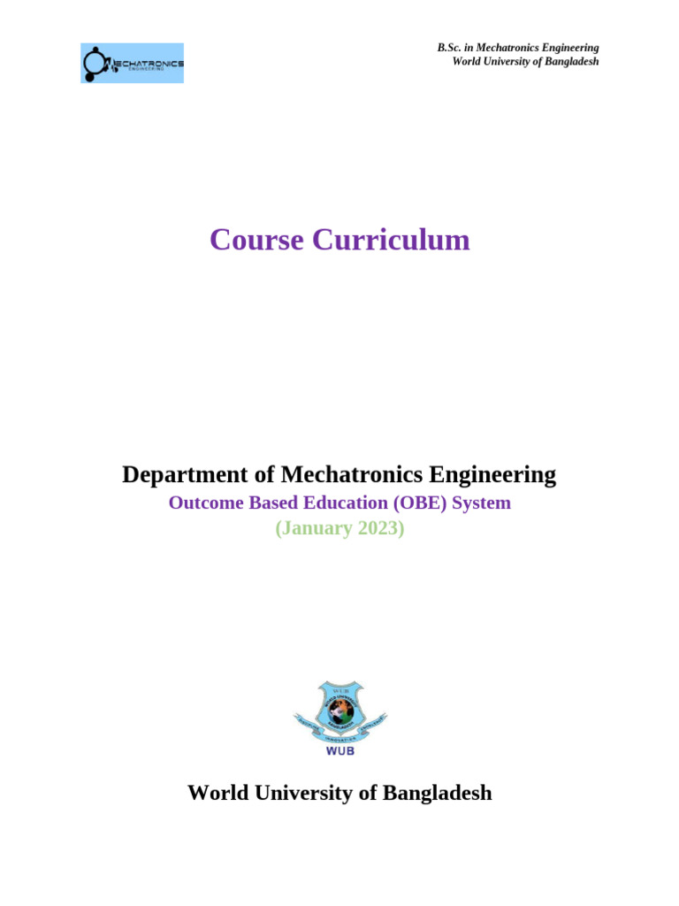 MTE Curriculum Tri Semester BNQF | PDF | Engineering | Mechatronics