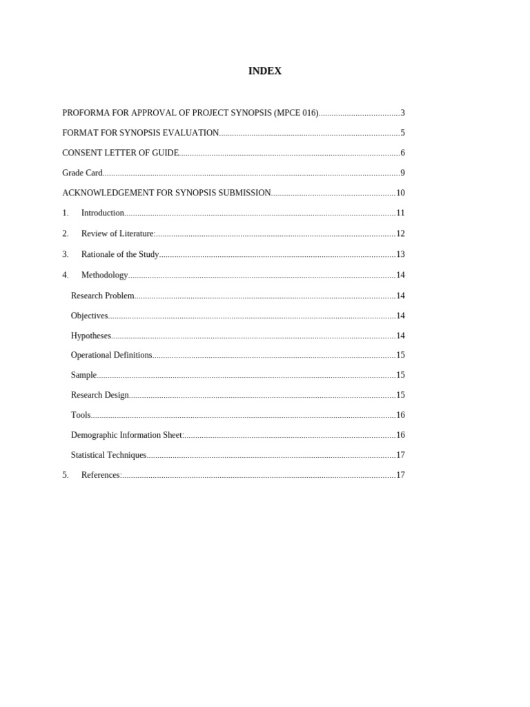 Research Proposal INDEX IGNOU | PDF | Methodology