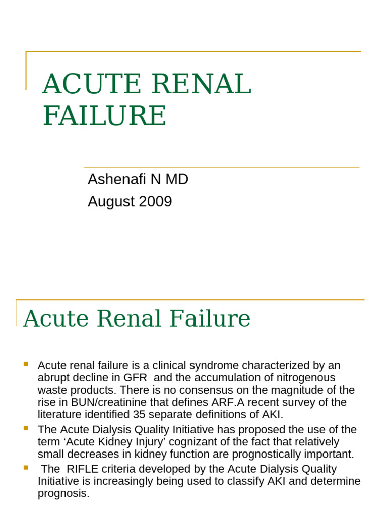 2.acute Renal Failure-Arf | PDF | Medical Specialties | Clinical Medicine