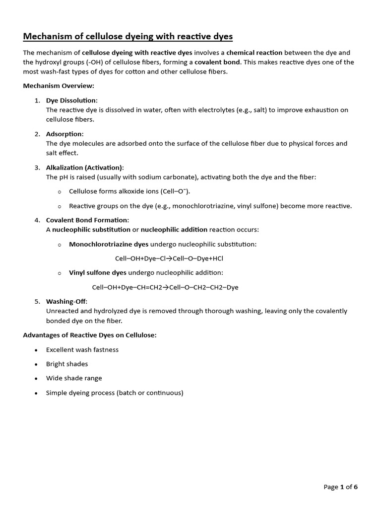 Dyeing Mechanism | PDF | Dye | Sodium Chloride