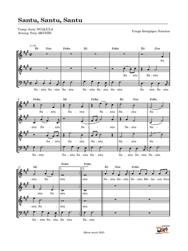 Santu, Santu, Santu - Jerry Ngalula - Arr - Tony Akundi | PDF