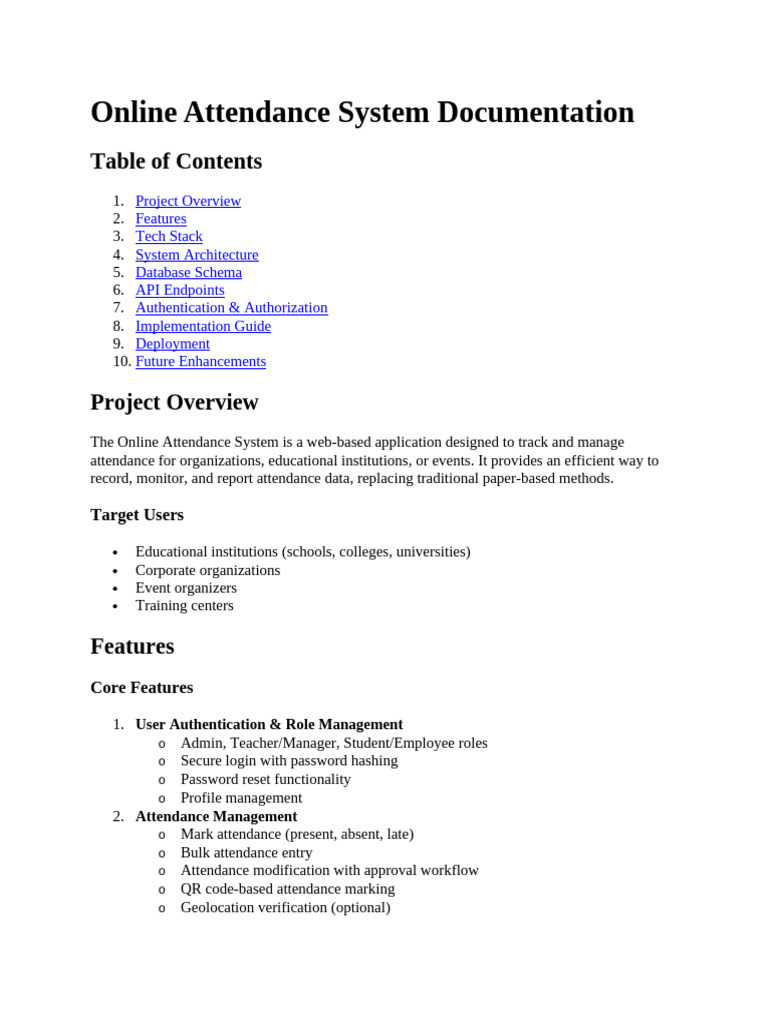 Attendance Update API Documentation | PDF | Computing | Software
