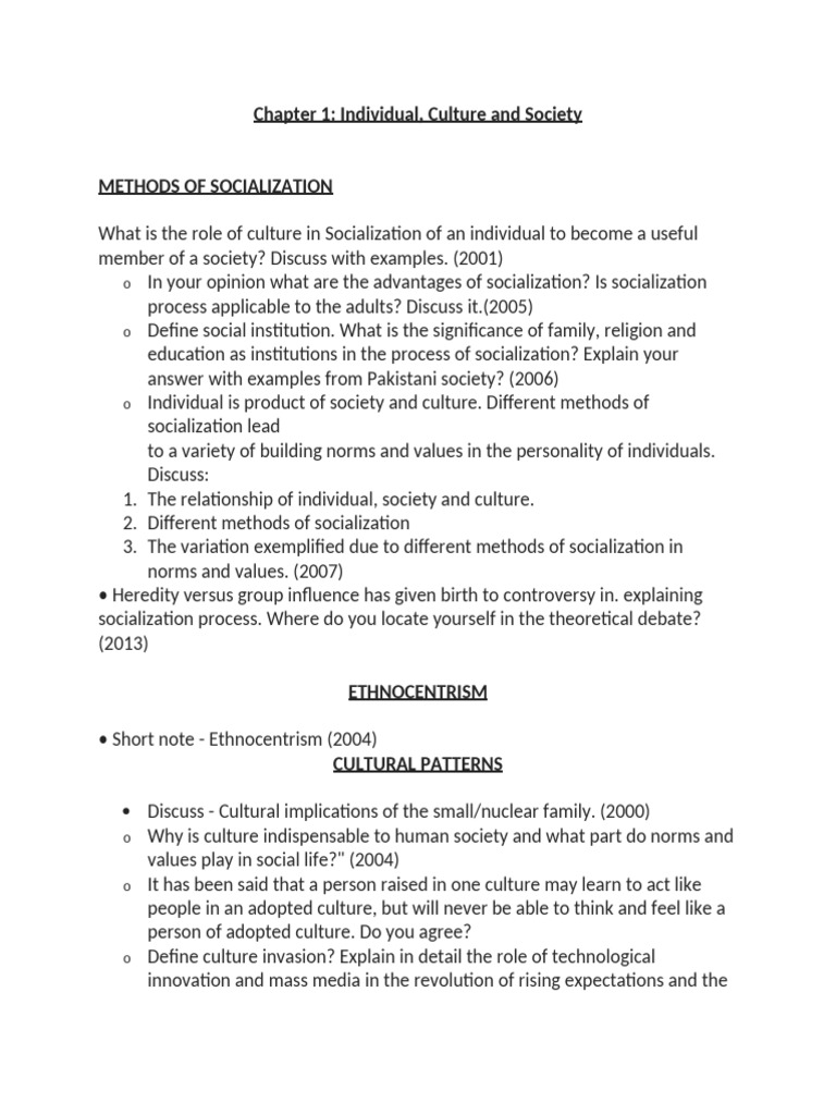 Socialization and Cultural Dynamics in Society | PDF | Sociology | Max ...