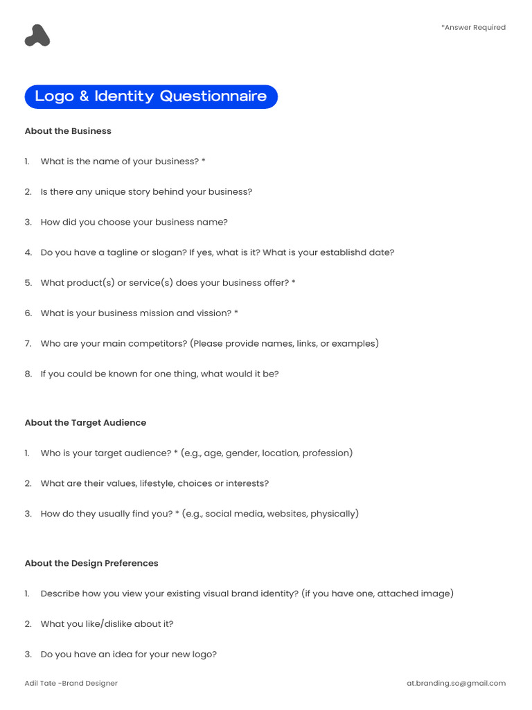 Client Brief Questionnaire | PDF | Logos | Brand