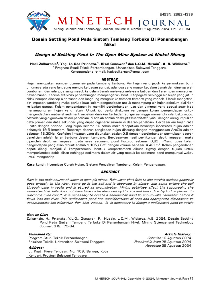 Desain Kolam Pengendapan Tambang Nikel | PDF