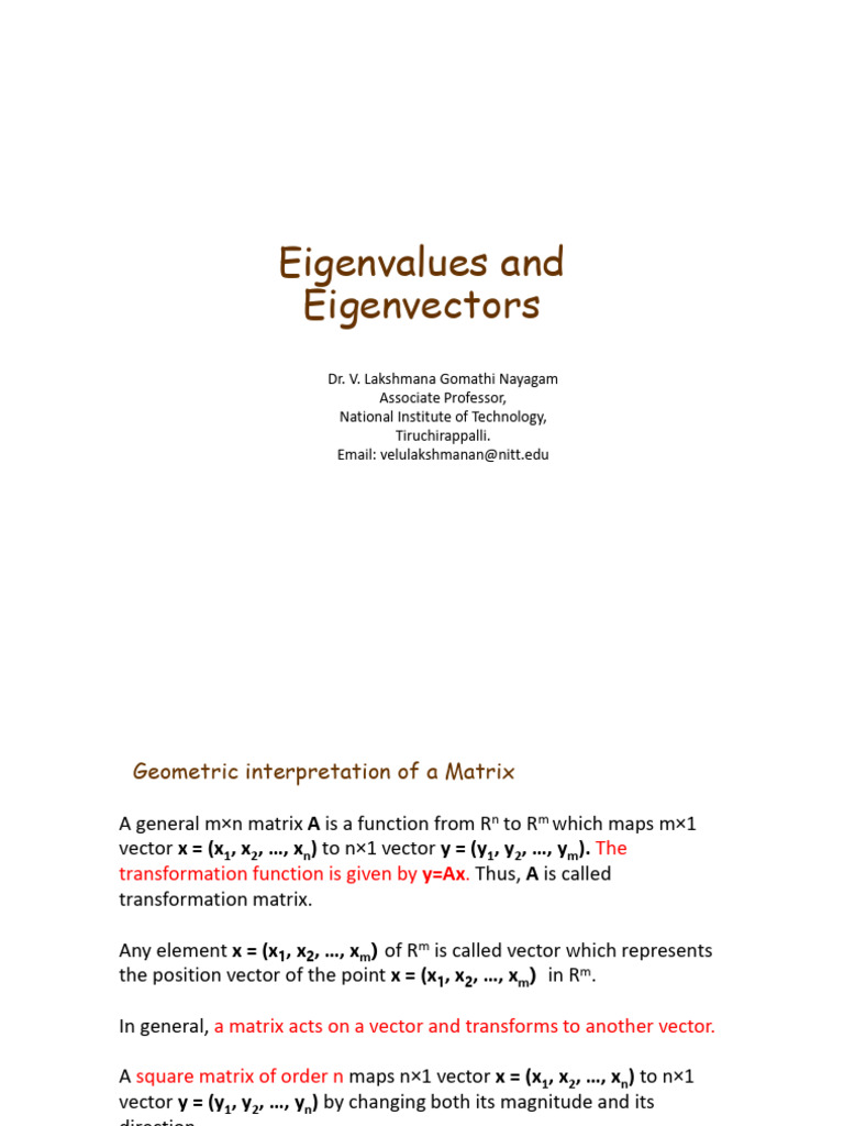 Eigenvalues and Eigenvectors | PDF | Eigenvalues And Eigenvectors | Matrix (Mathematics)