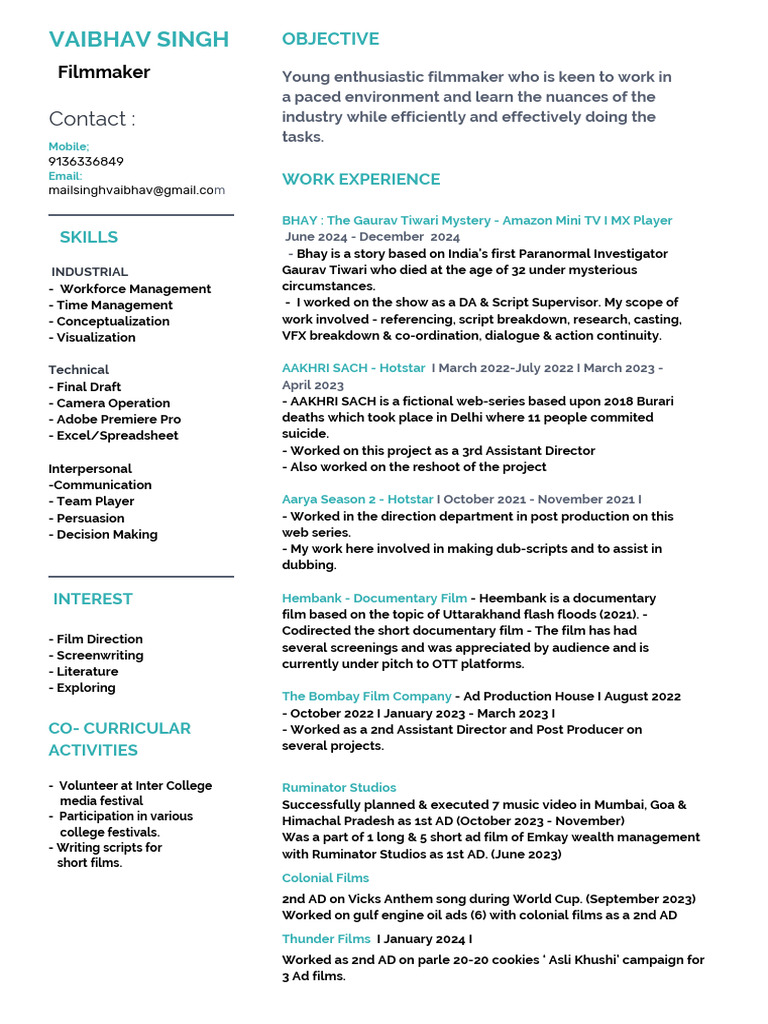 Updated Resume - Vaibhav Singh | PDF