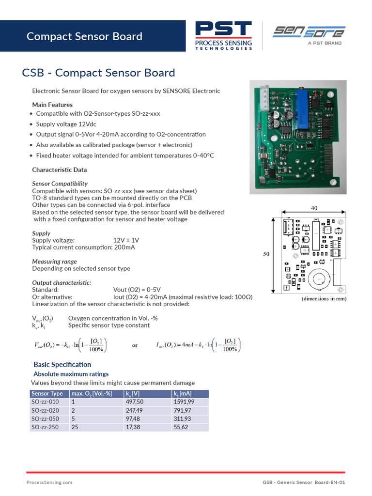 Compact Sensor Board for O2 Sensors | PDF | Sensor | Calibration