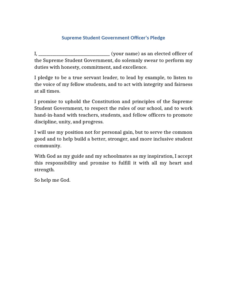 SSG Officer Pledge Junior High | PDF