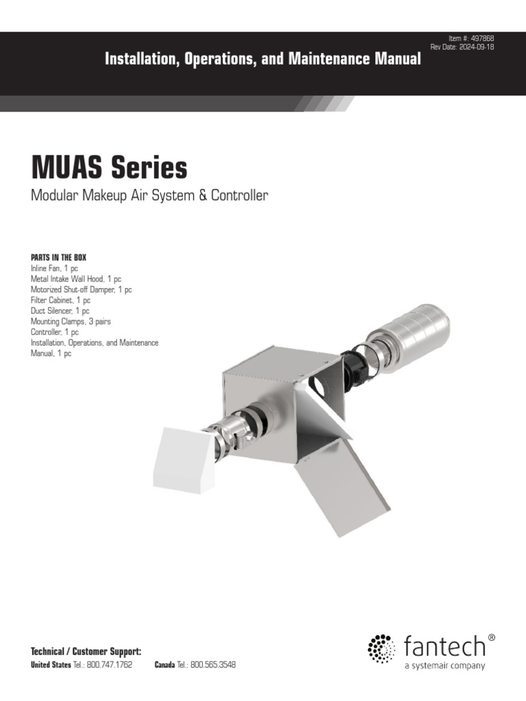 MUAS Series Makeup Air System Manual | PDF | Duct (Flow) | Electricity