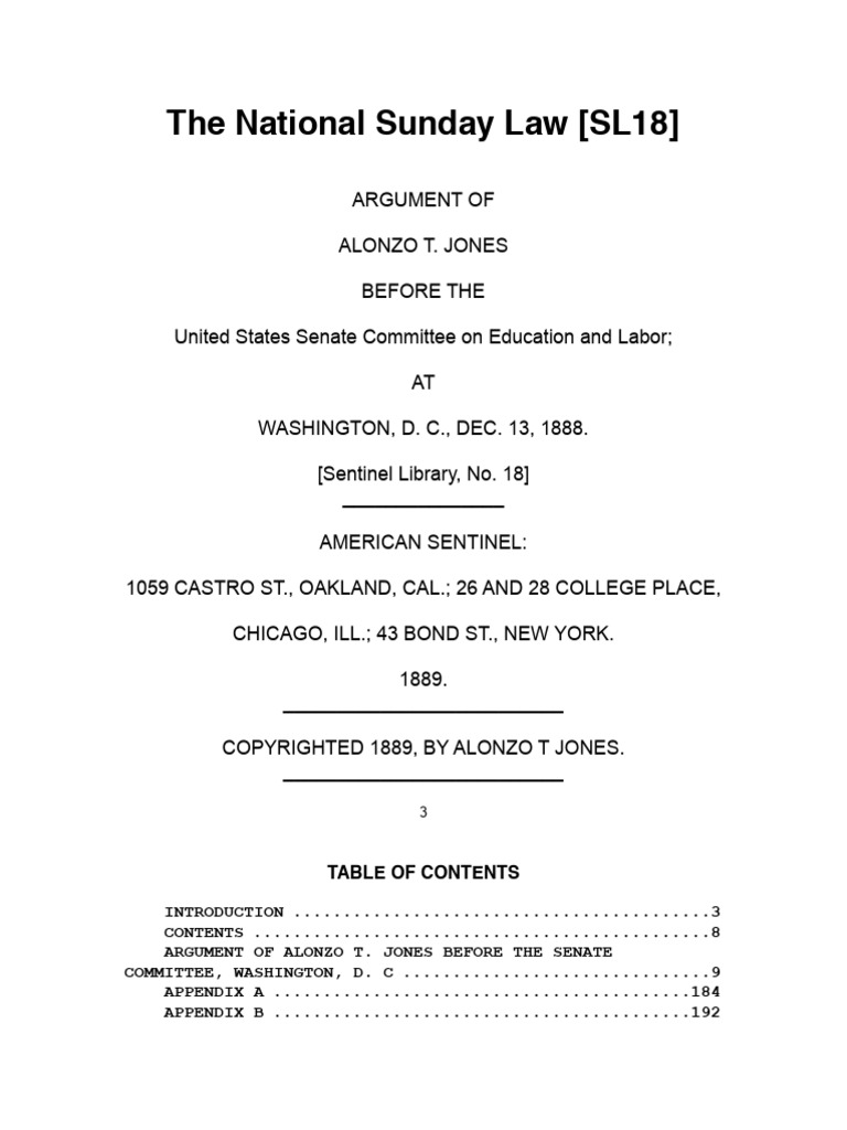 The National Sunday Law SL18 | PDF | Ten Commandments | Thou