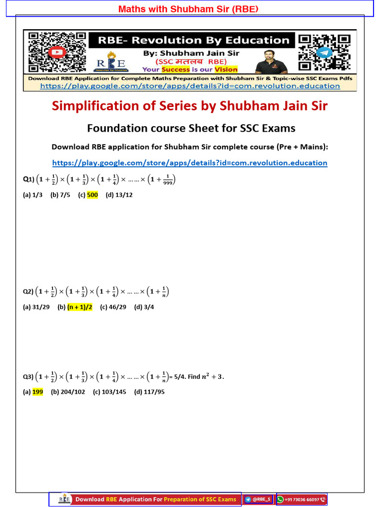 Simplification of Series | PDF