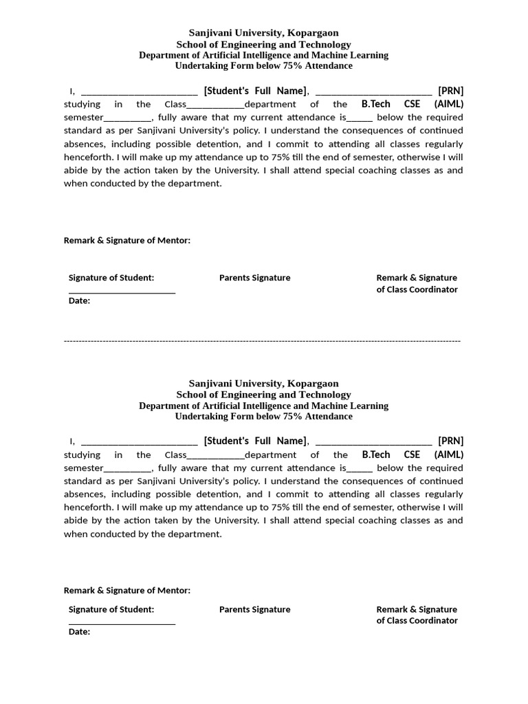 Detention Undertaking Form | PDF | Learning