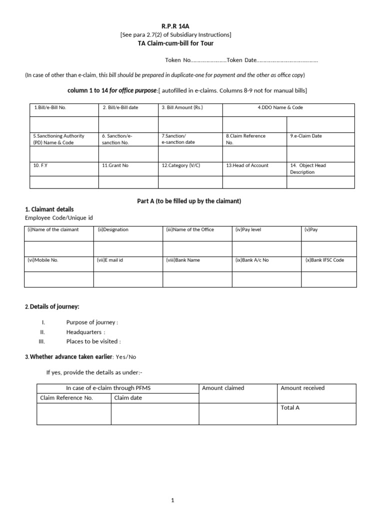 TA Claim Bill Format for Government Employees | PDF | Transport