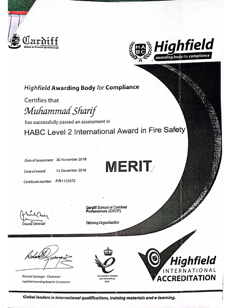 Fire Fighter Courses and Experiences Certificates - 3 | PDF