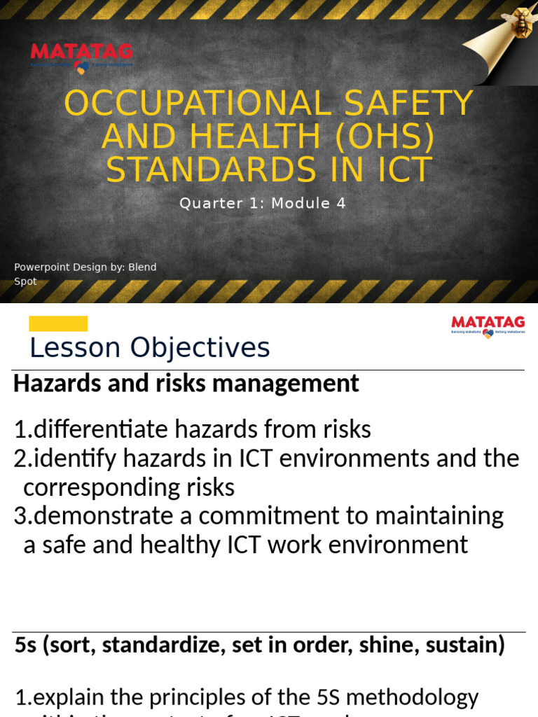 Module 4 - Occupational OHS Standards in ICT 5S | PDF | Occupational Safety And Health | Safety