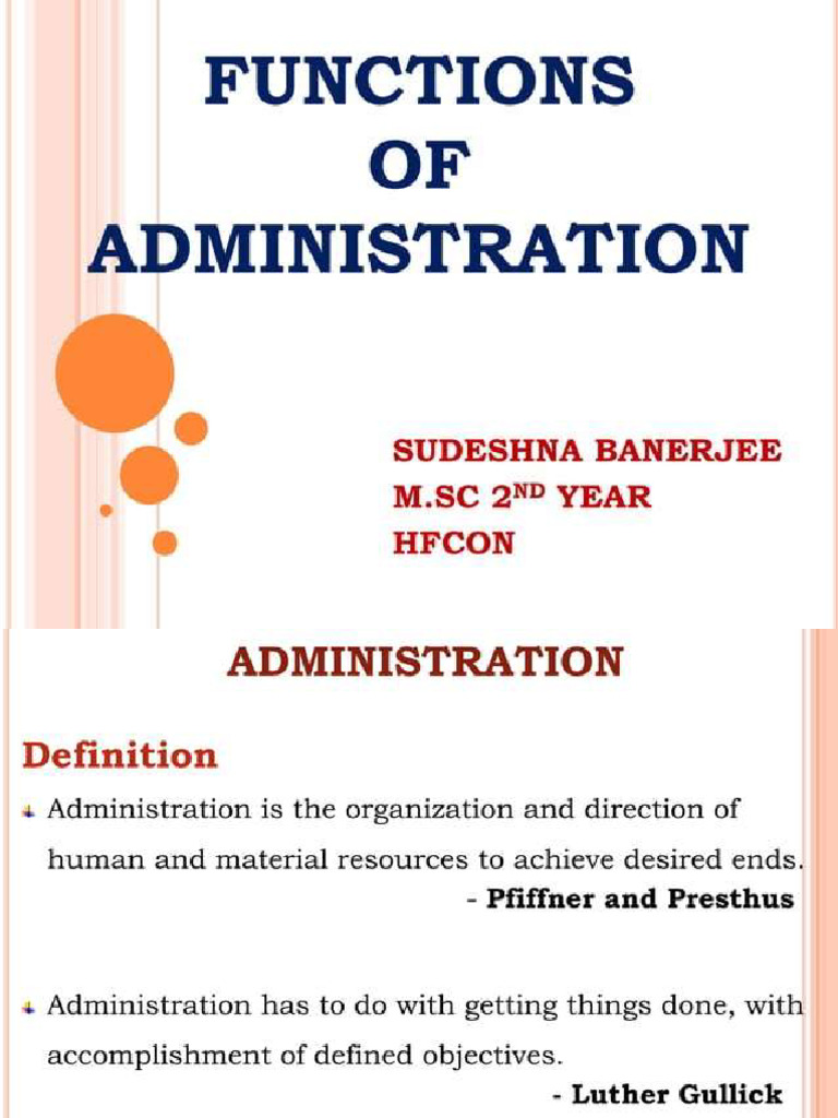 Function of Administration | PDF