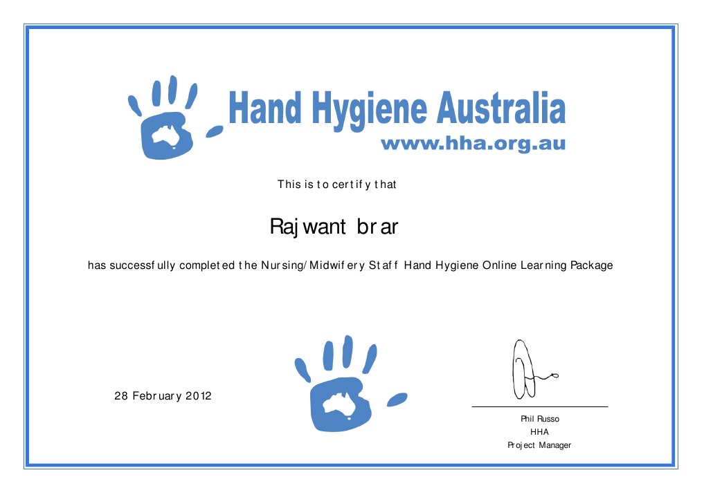Nursing Hand Hygiene Certification | PDF | Career & Growth