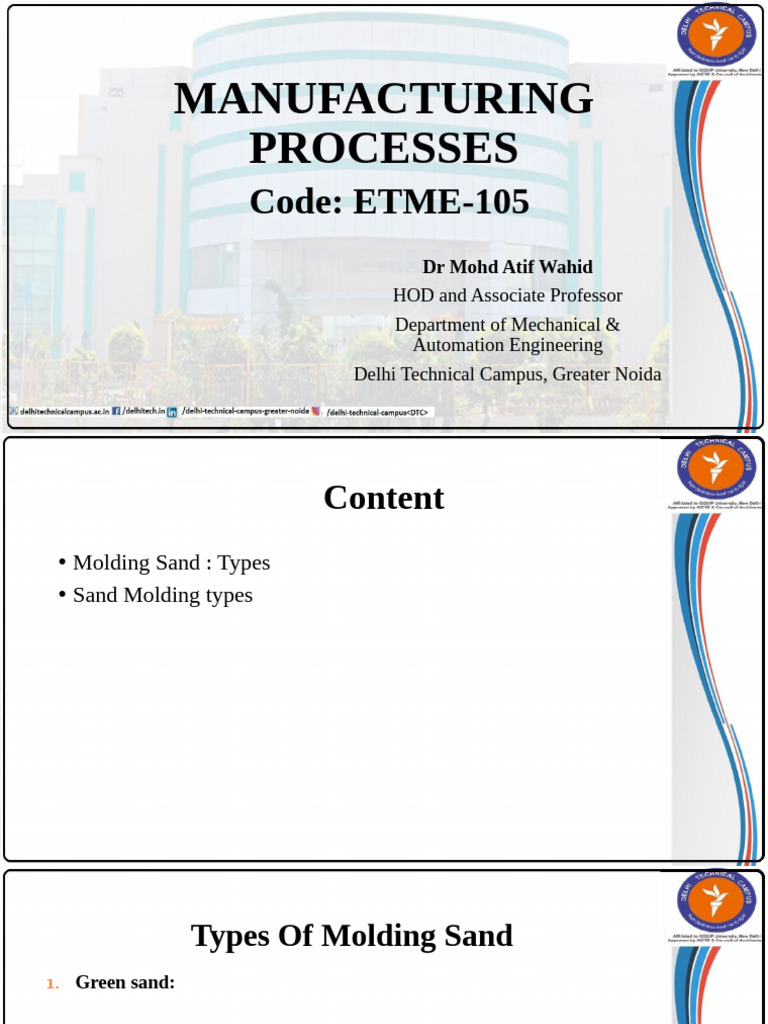 L 7 Sand Types and Molding Types | PDF | Materials | Building Materials