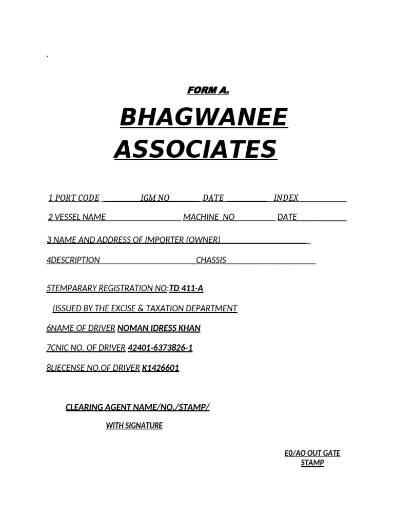 Importer Vessel Registration Form | PDF