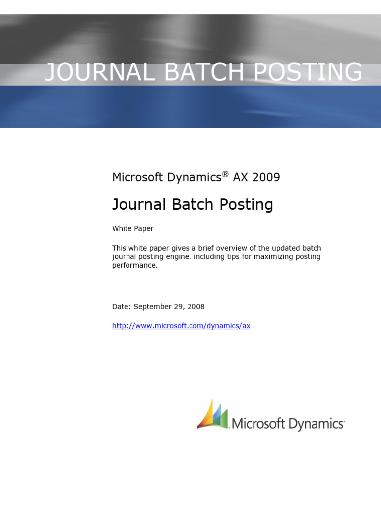 Dynamics AX 2009 Journal Batch Posting Guide | PDF | Method (Computer ...