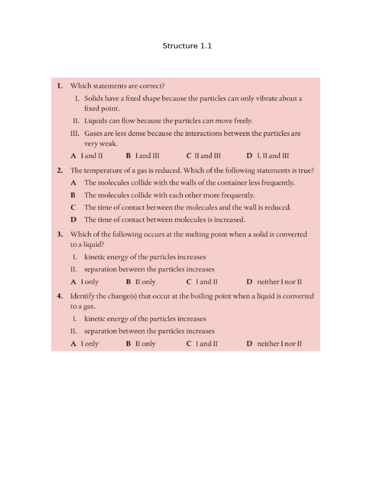 Structure 1.1 Pearson Questions | PDF