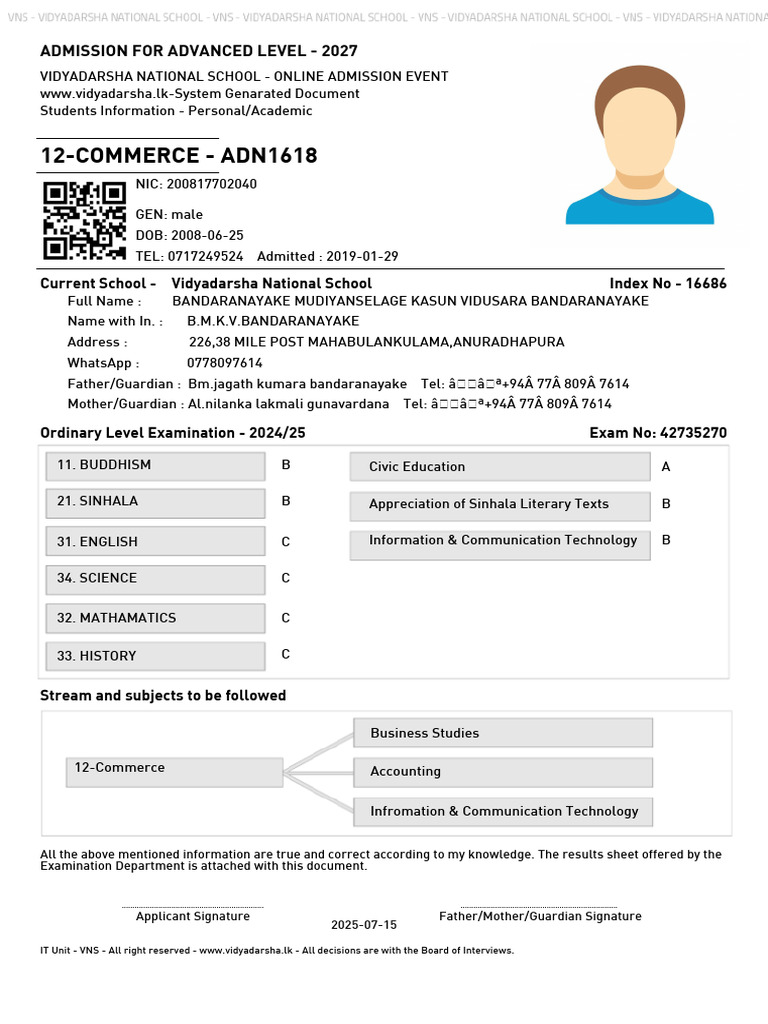 2027 Advanced Level Admission Details | PDF