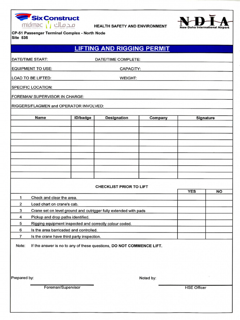 Lifting Permit & Lifting Plan | PDF