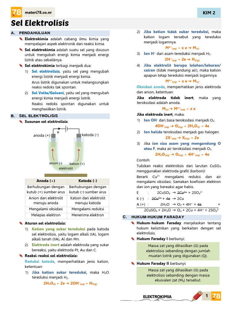 Sel Elektrolisis dan Hukum Faraday | PDF