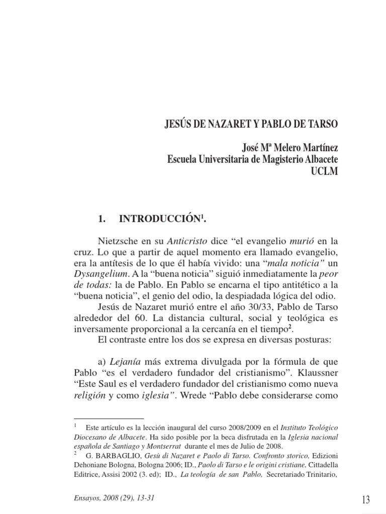 Jesús de Nazaret y Pablo de Tarso | PDF | Pablo el apóstol | La ...