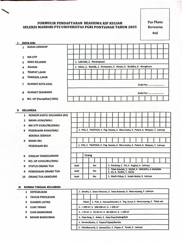 Formulir KIP | PDF