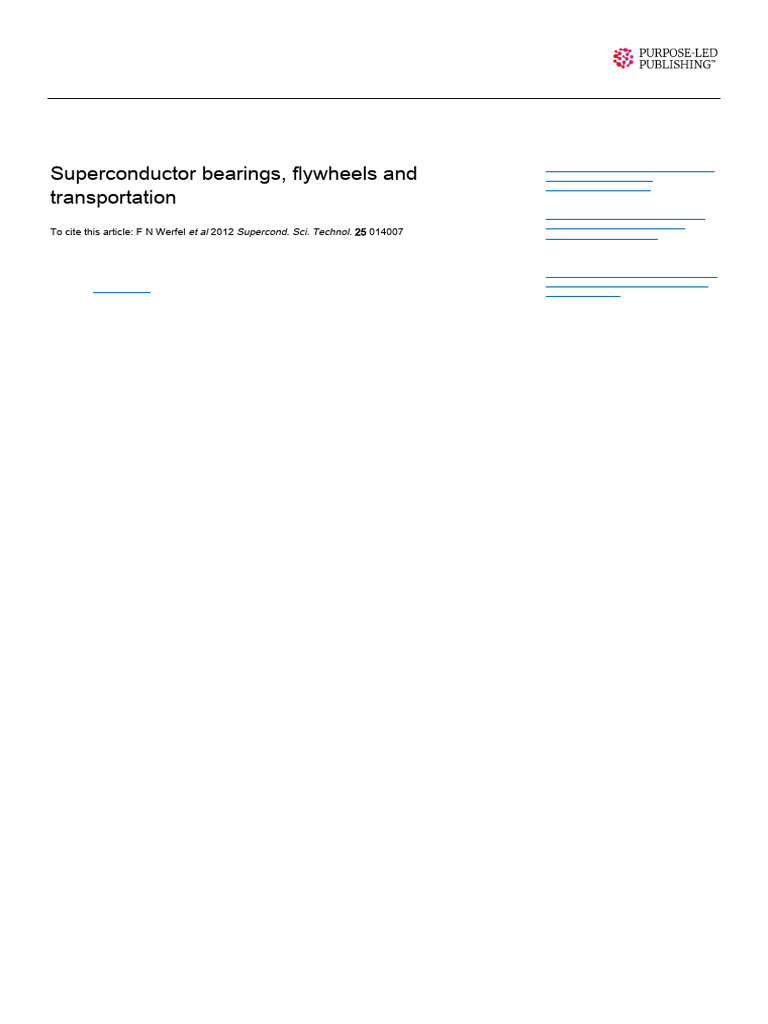 2.3 Superconductor Bearings, Flywheels and | PDF | High Temperature ...