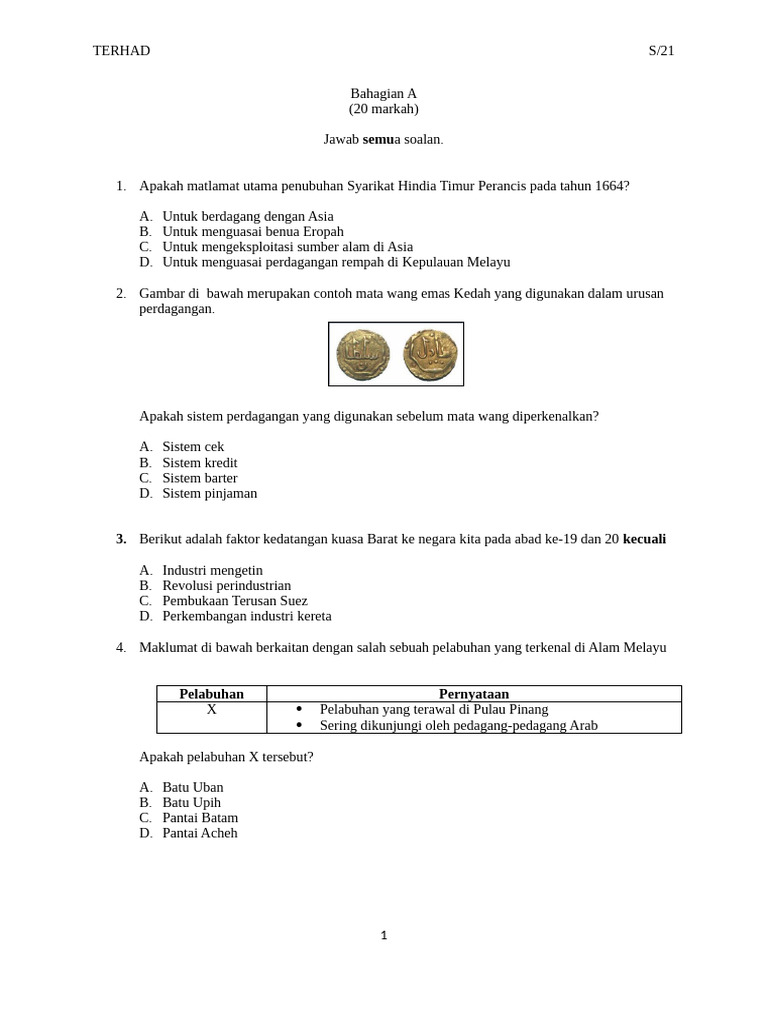 Sejarah UASA F3.2024 | PDF