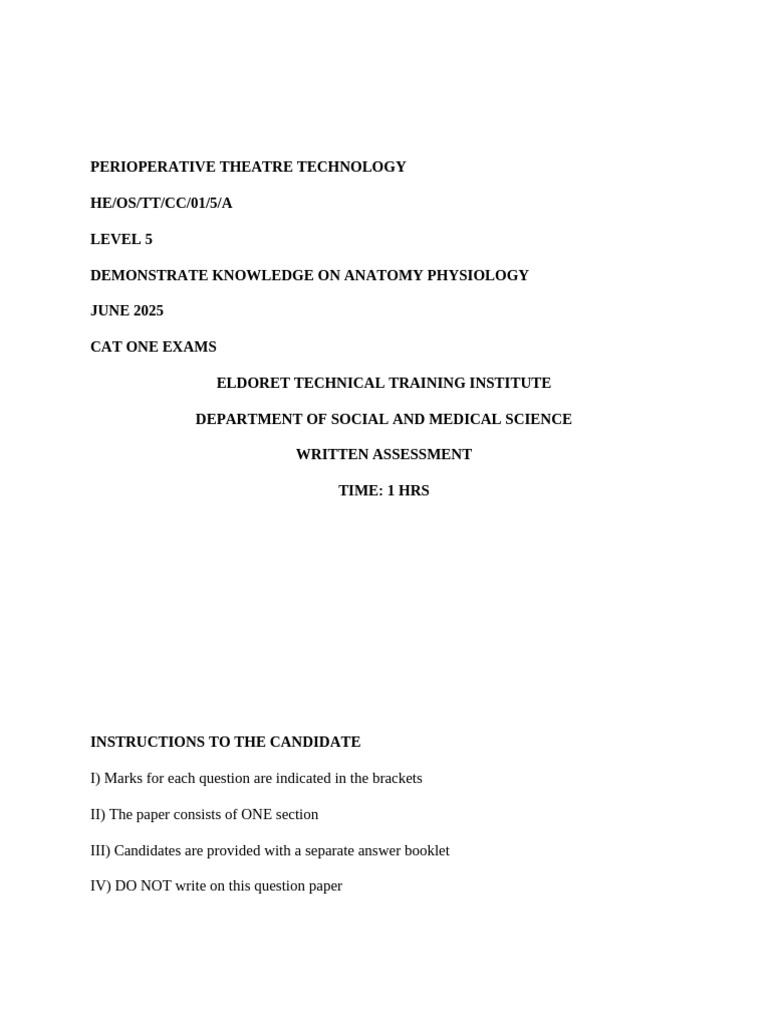 Perioperative Theatre Technology Cat One Level 5 | PDF